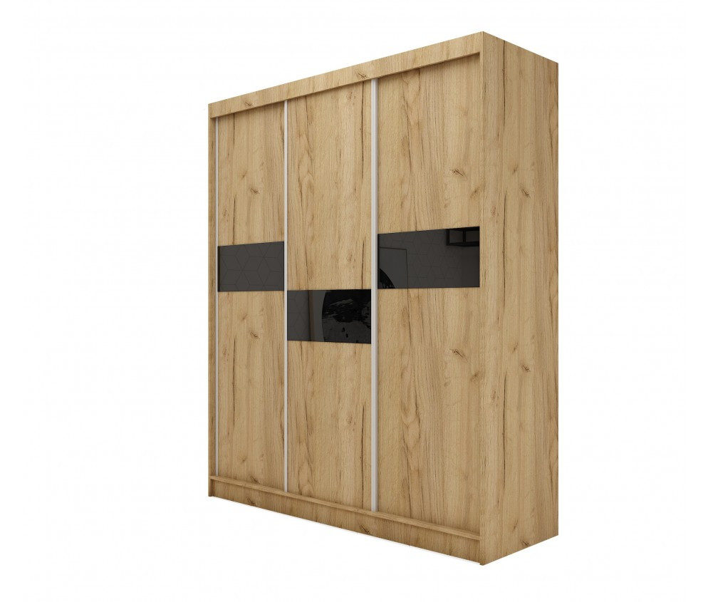 Kvalitná Šatníková skriňa Livia 180 cm Dub artisan/čierna - SG nábytok
