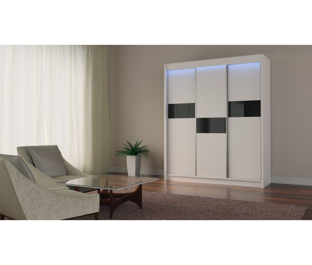 Kvalitná Šatníková skriňa Livia 180 cm Biela - čierna - SG nábytok