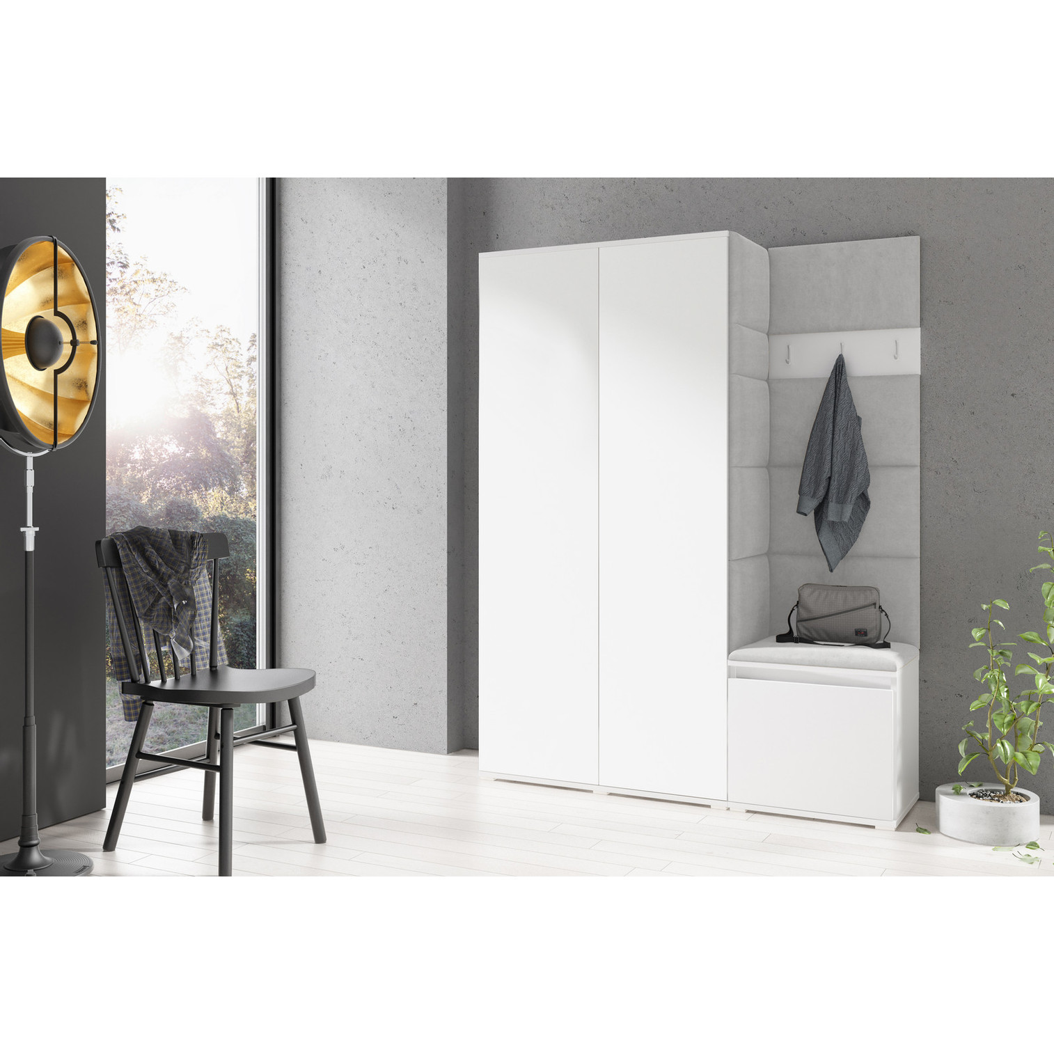 Predsieňová stena AMI 11 Hnedá So zrkadlom Dub artisan/čierna - SG nábytok