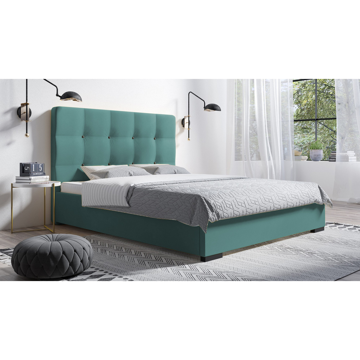 Posteľ KOLE 08 STANDARD 140x200 cm - čierne nohy Zelená - SG nábytok