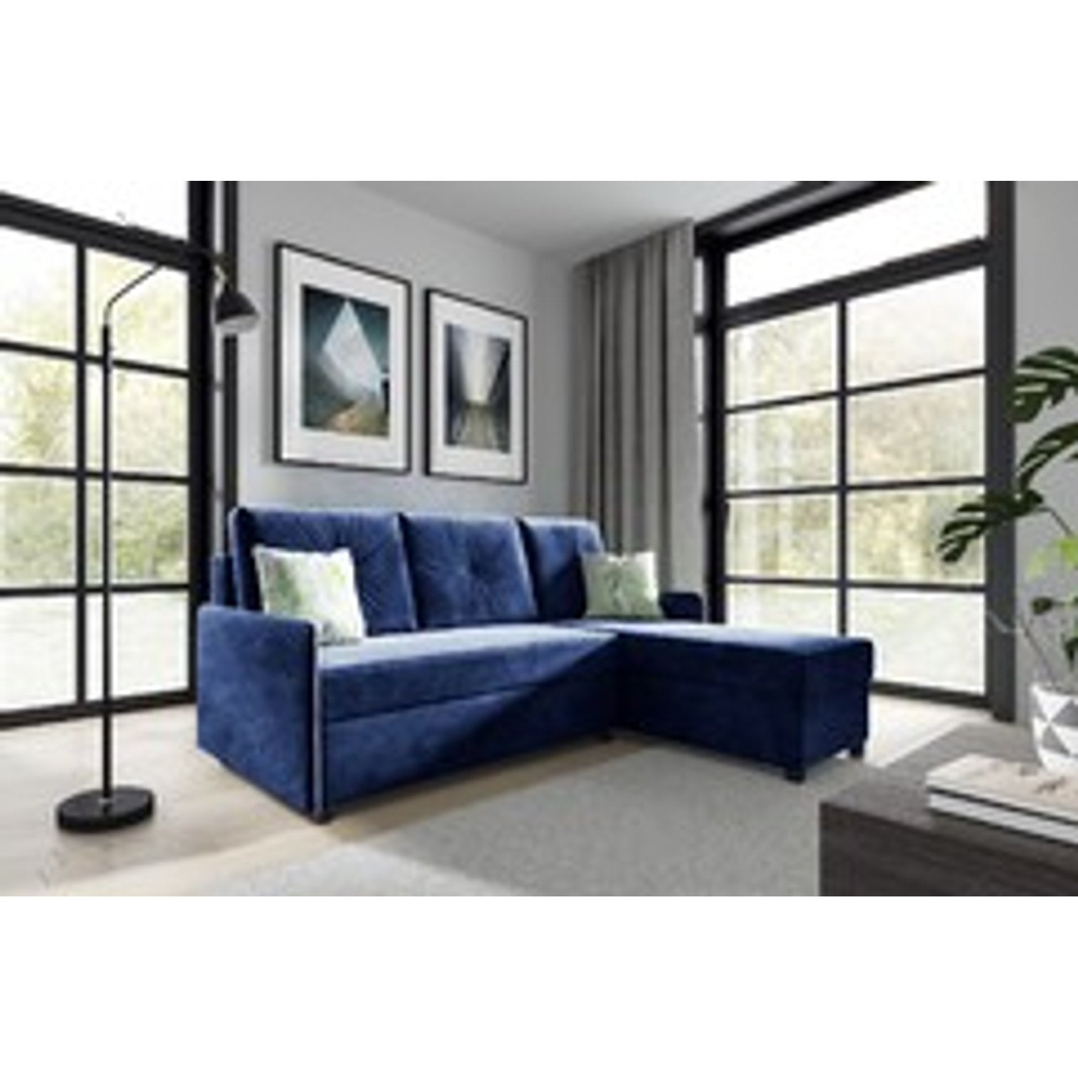 Rozkladacia rohová sedacia súprava 104 JACKSON Pravá Modrá - SG nábytok